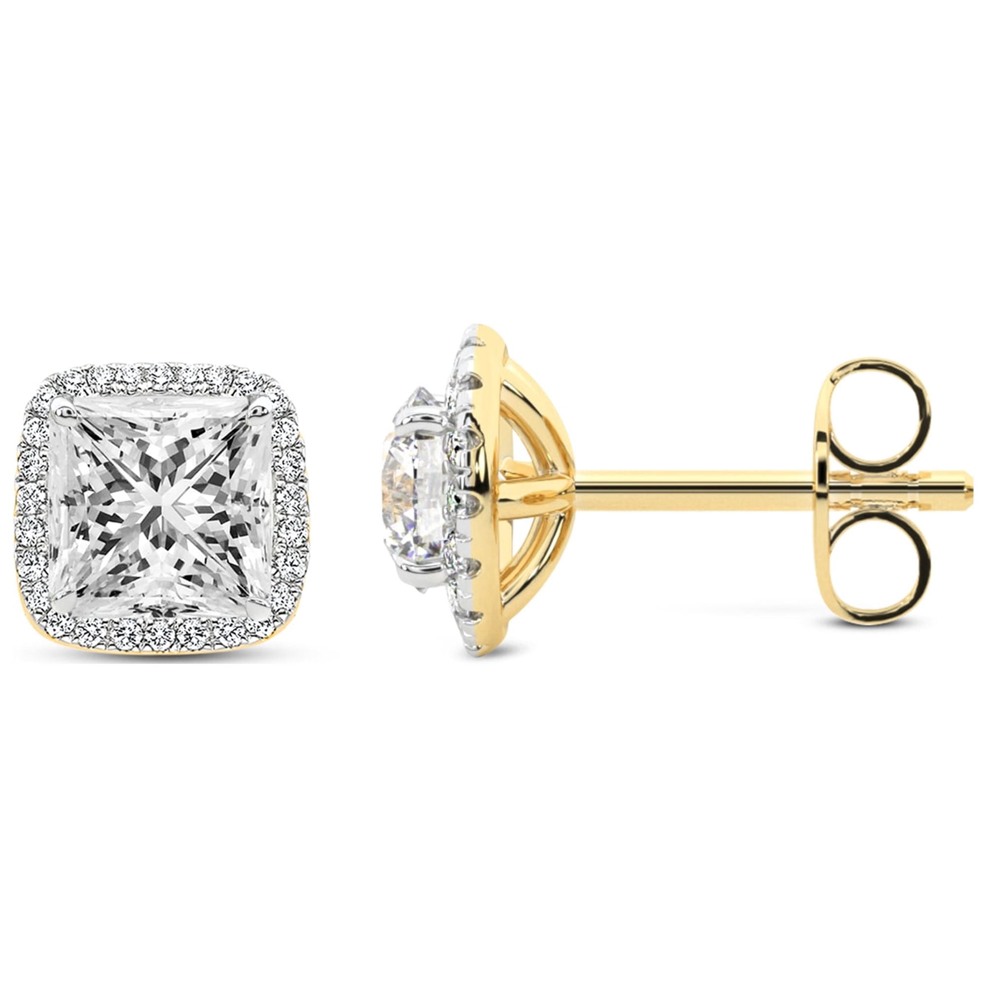 Diamond Stud Earring | 2 Carat IGI Certified Princess Shape Lab Grown ...
