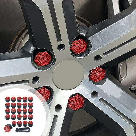Diamond Studded Car Tire Nut Covers, 20-Pack, Multicolor Plastic Wheel ...