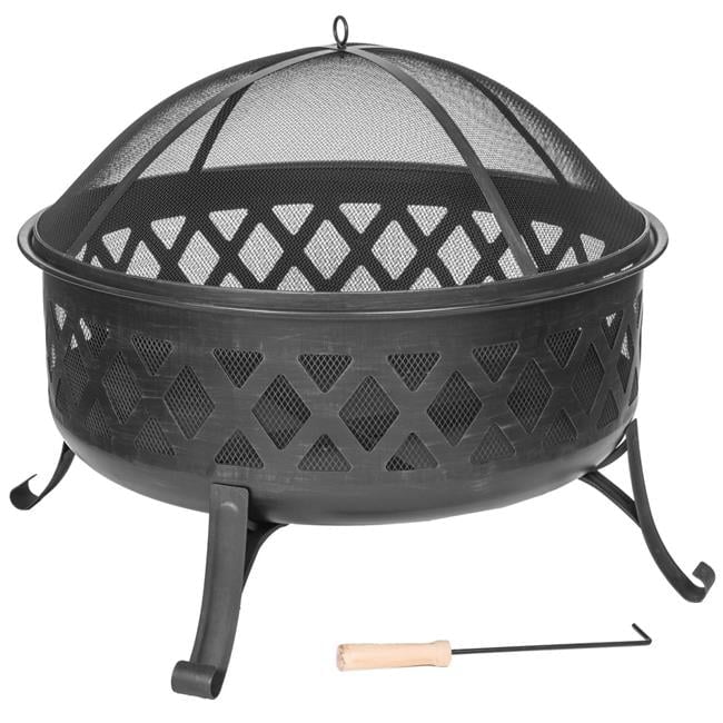 Diamond Style Wood Burning Fire Pit with 29.5 in. Dia. Fire Bowl & 7 in ...