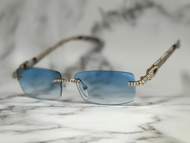 Diamond Sunglasses Hip Hop Shades Square Rimless Blue - Walmart.com