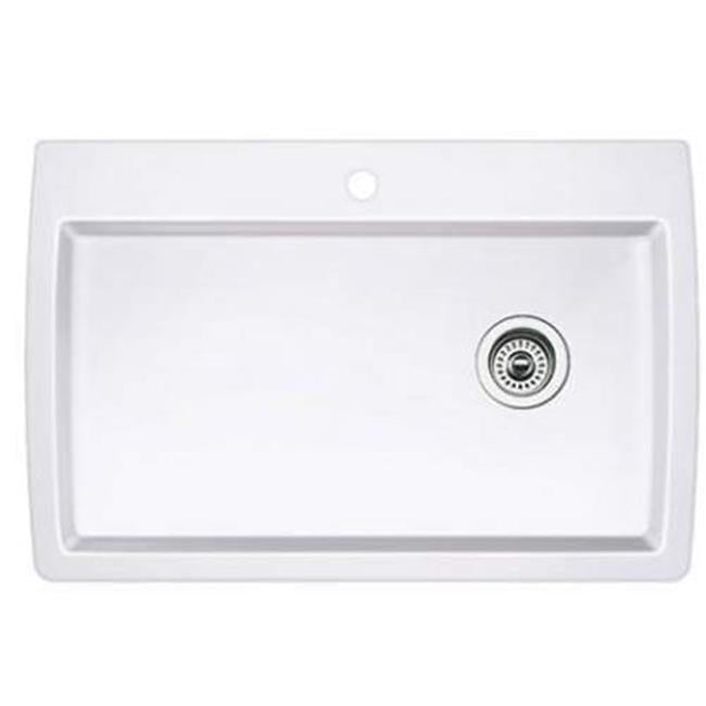 Diamond Super Single Bowl Silgranit II Drop-In Kitchen Sink - White ...