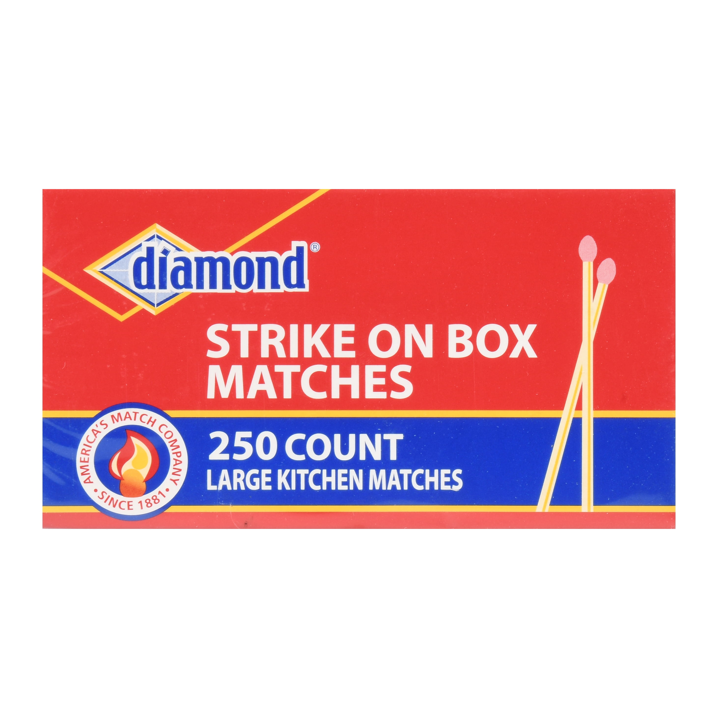 Diamond Large Strike On Box Kitchen Matches, 250 Ct, Long Burn Time ...