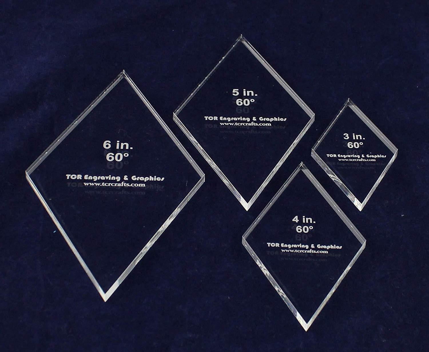 Diamond Templates 3", 4", 5", 6" - Clear 1/4" 60 Degree-Actual Size ...