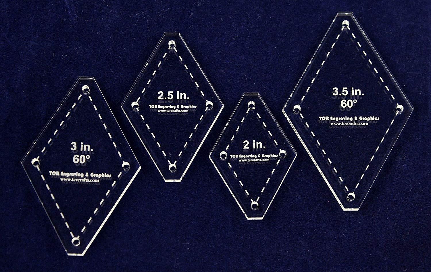Diamond Templates 4 Pc Set No Tips 2" to 3.5"- Clear 1/4" 60 Degree ...
