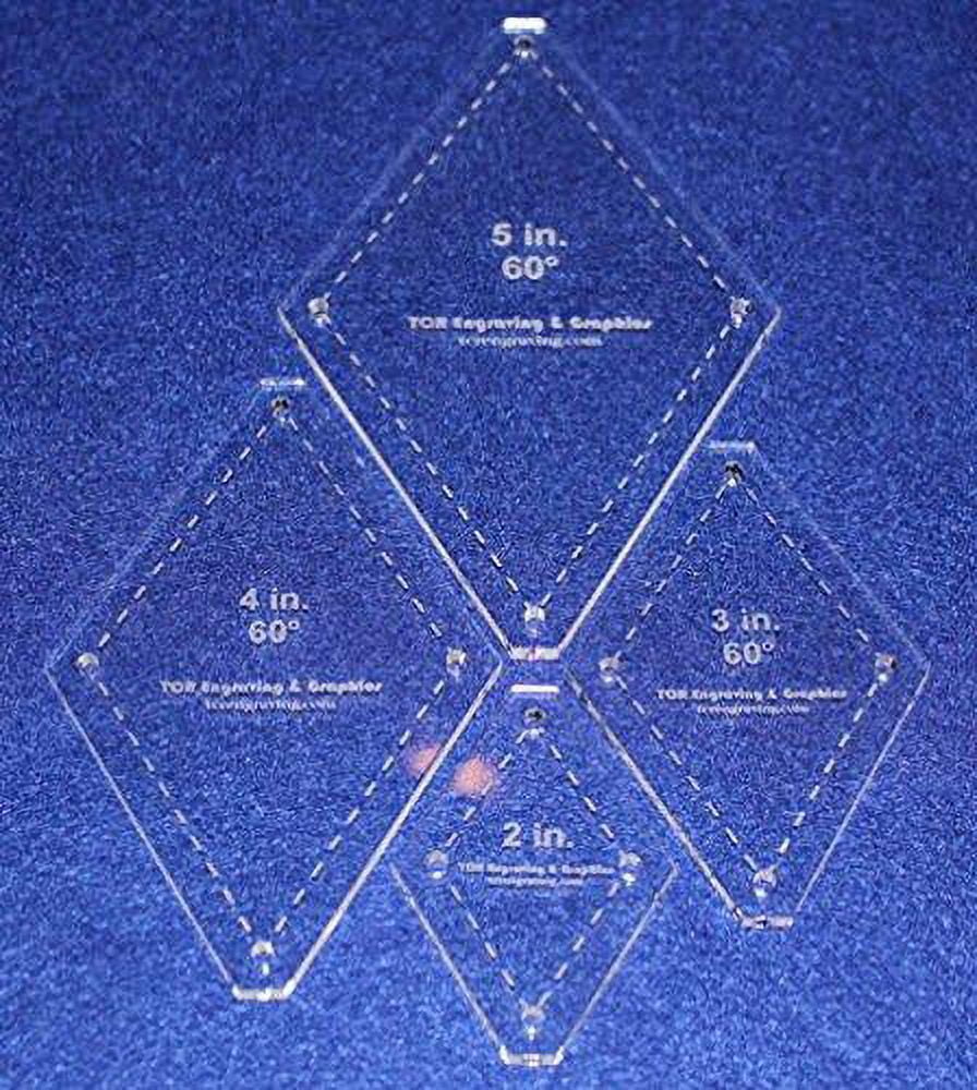 Diamond Templates 4 Pc Set No Tips 2" to 5"- Clear 1/8" 60 Degree ...