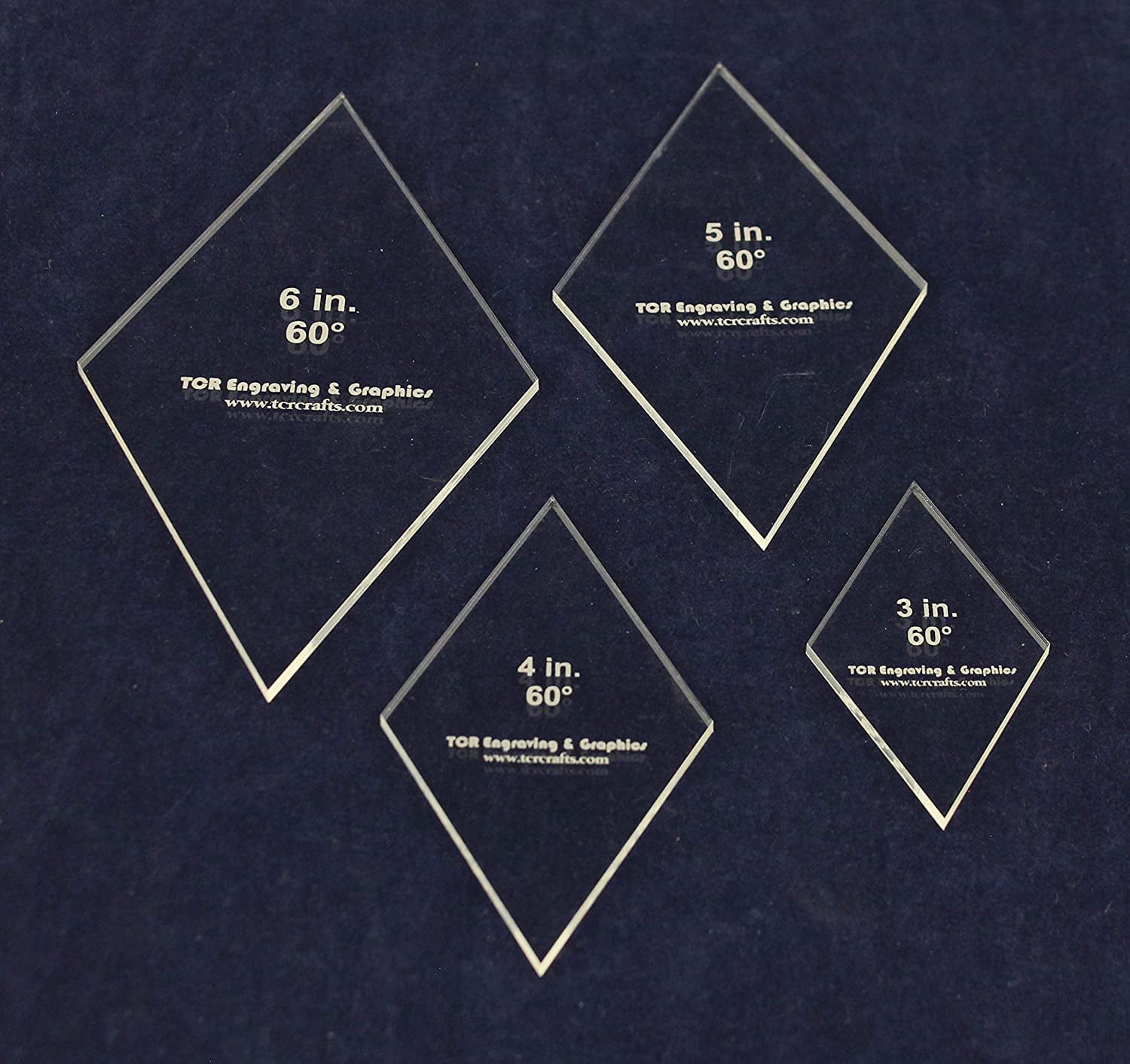 Diamond Templates 4 Piece Set Actual Size 3, 4, 5, 6 Inches - 60 1/8 ...