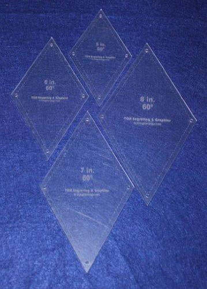 Diamond Templates 5", 6", 7", 8" - Clear 1/8" 60 Degree w/ Guideline ...