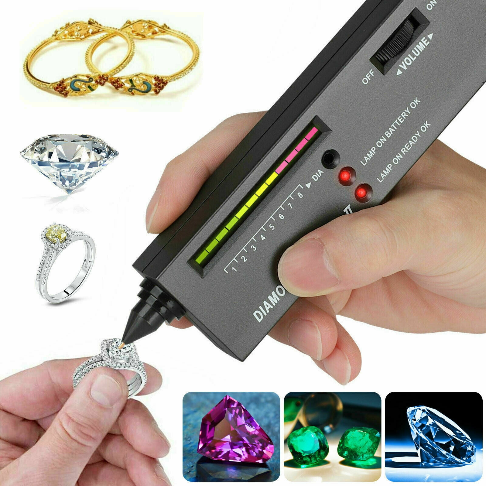 Diamond Tester Jewelry Selector Gemstone Testing Tool Portable Handheld ...