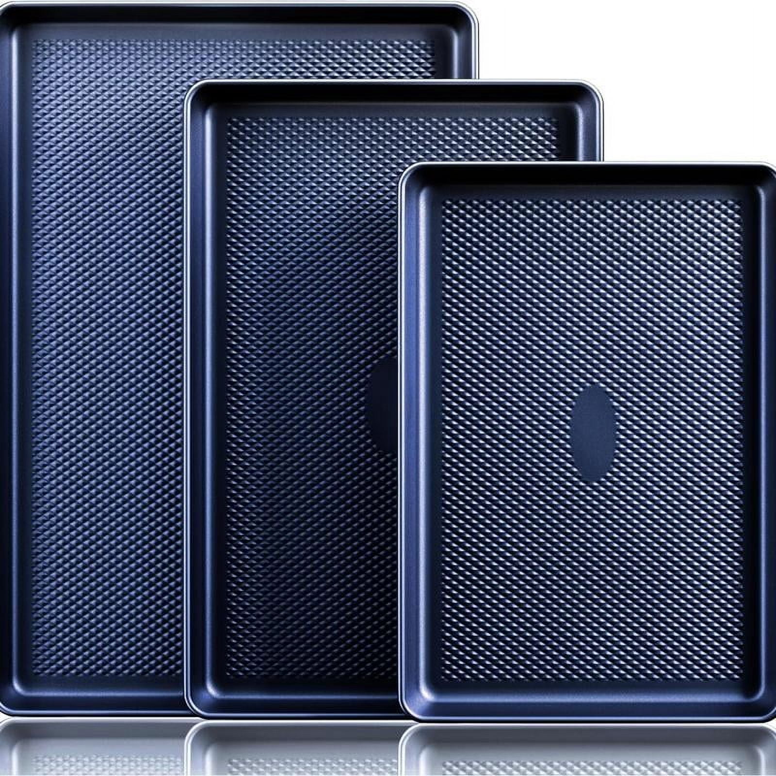Diamond-Texture Baking Sheet Pan Set, Non-Stick Cookie Sheets, Teflon-Free Heavy Duty Bakeware ...
