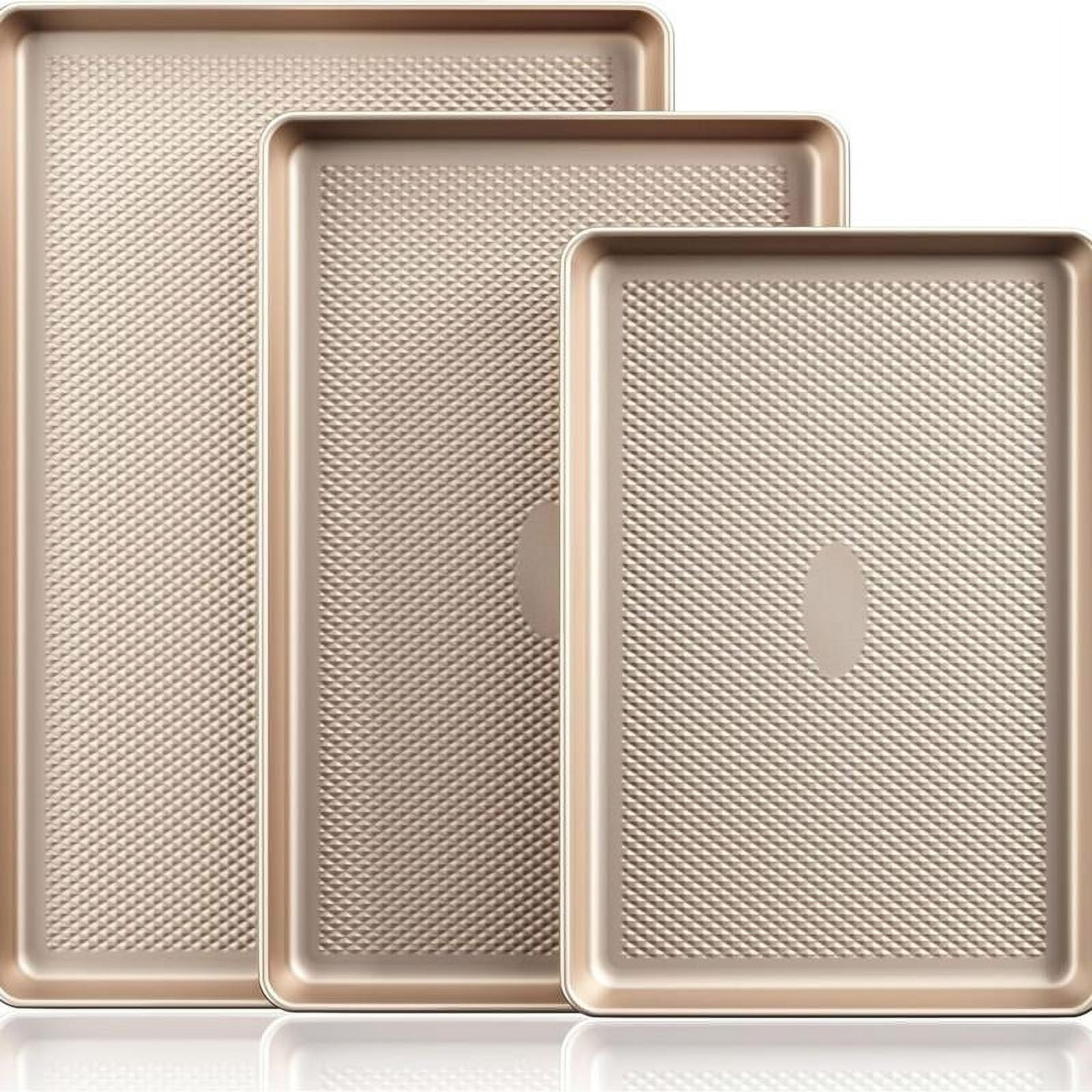 Diamond-Texture Baking Sheet Pan Set, Non-Stick Cookie Sheets, Teflon ...