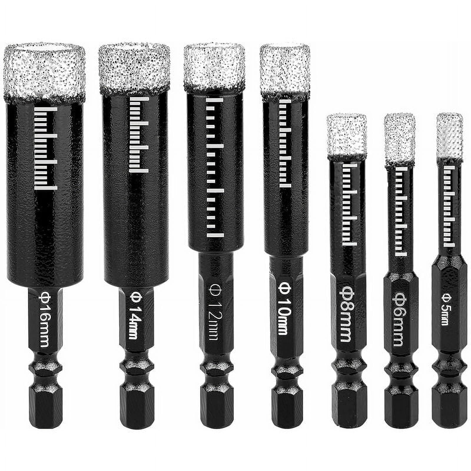 Diamond Tile Auger, Set of 7 Brazed Tile Augers with Hexagonal Teeth ...