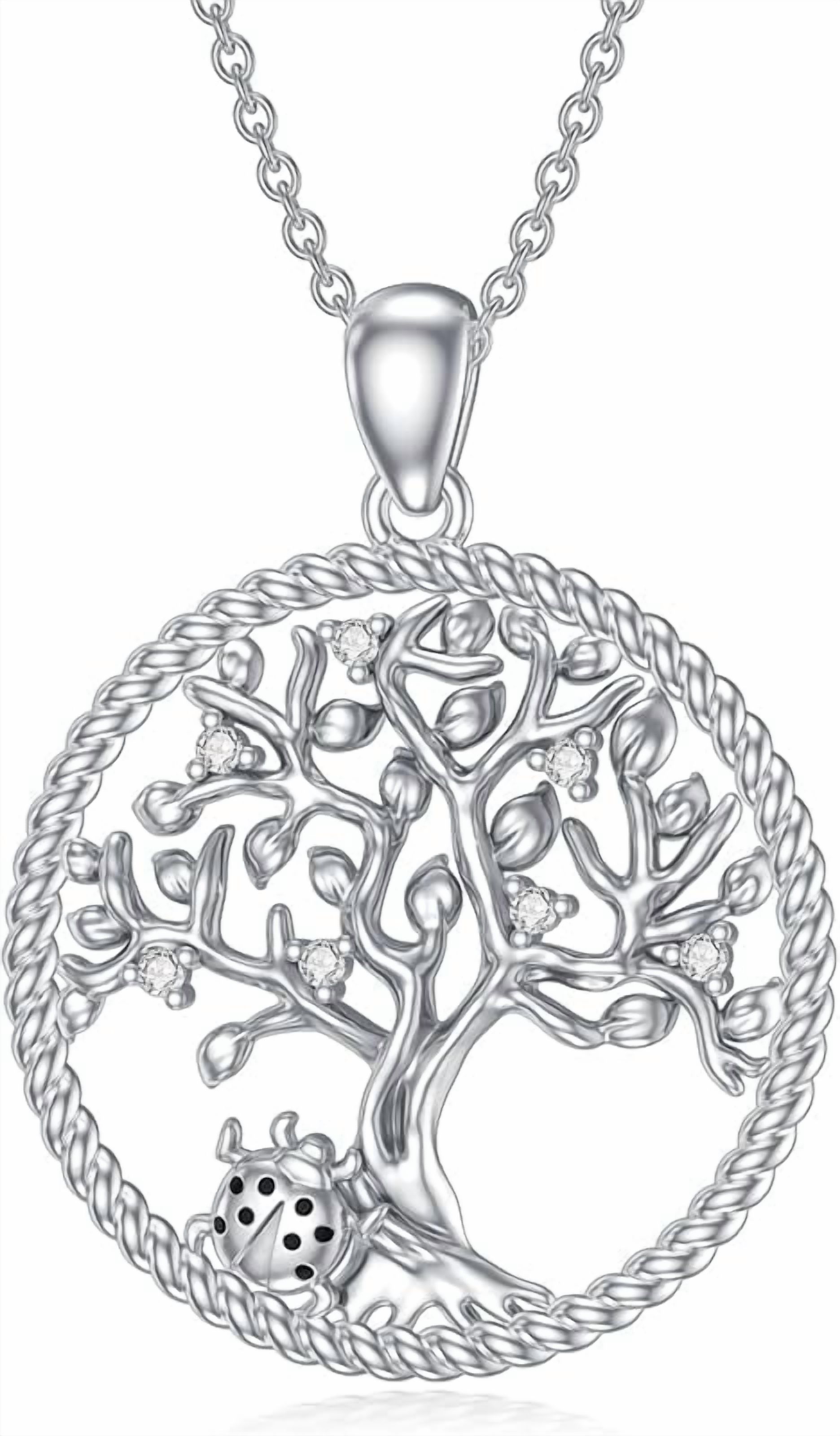 Diamond Tree of Life Necklace for Women Sterling Silver Family Tree of ...