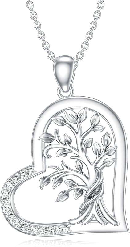 Diamond Tree of Life Necklace for Women Sterling Silver Family Tree of ...