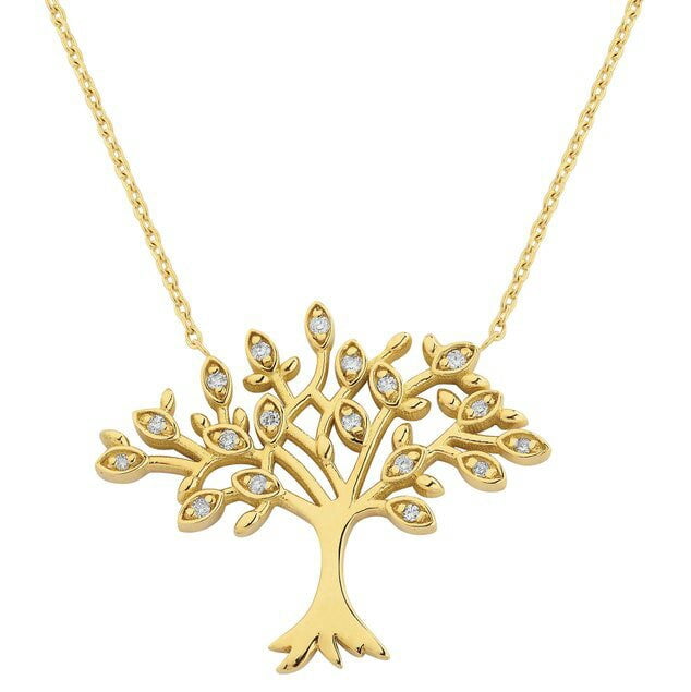 Diamond Tree Of Life Necklace 14K Solid Gold Minimalist Necklace ...