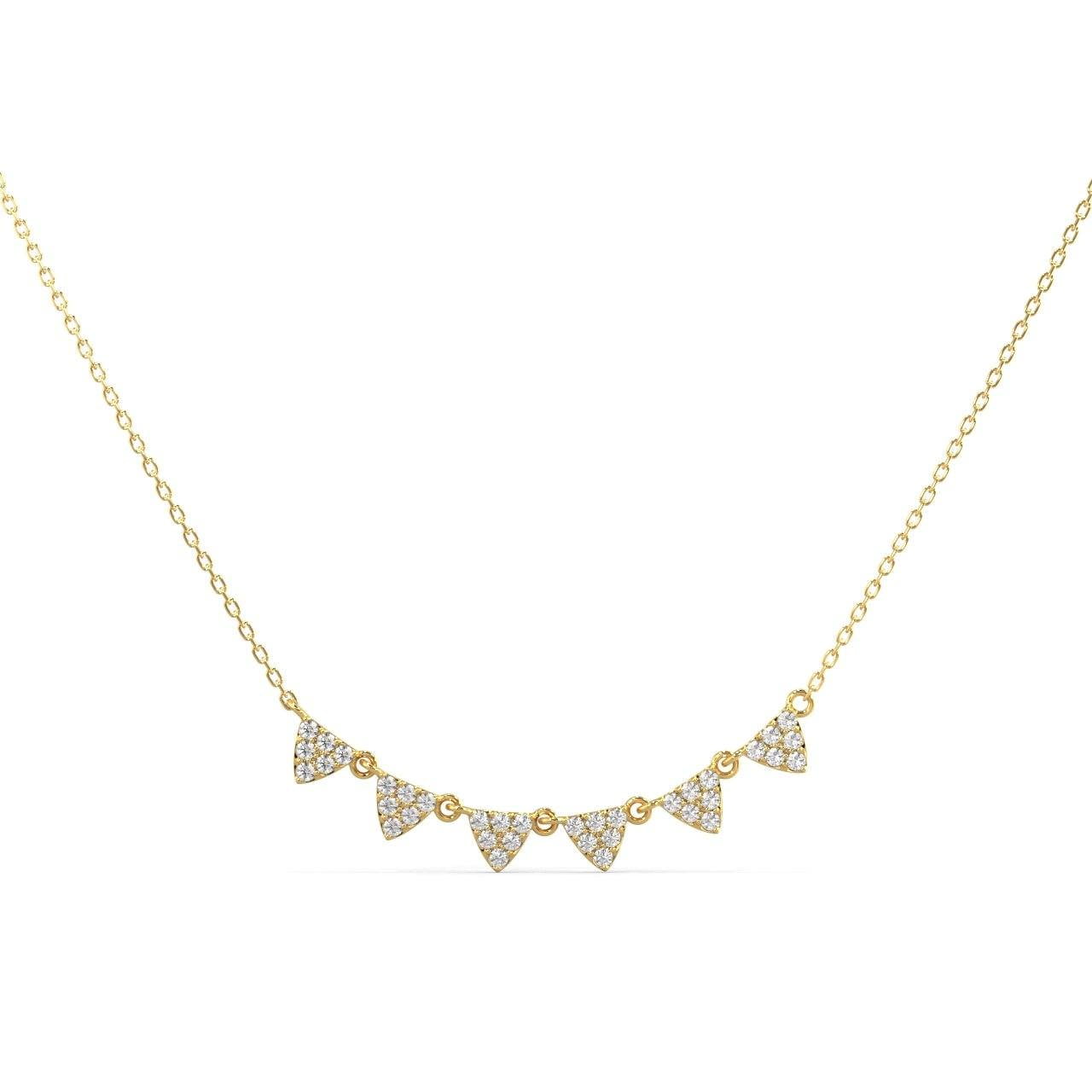 Silvermist Jewelry Diamond Triangle Necklace 18K Yellow Gold over 925 ...