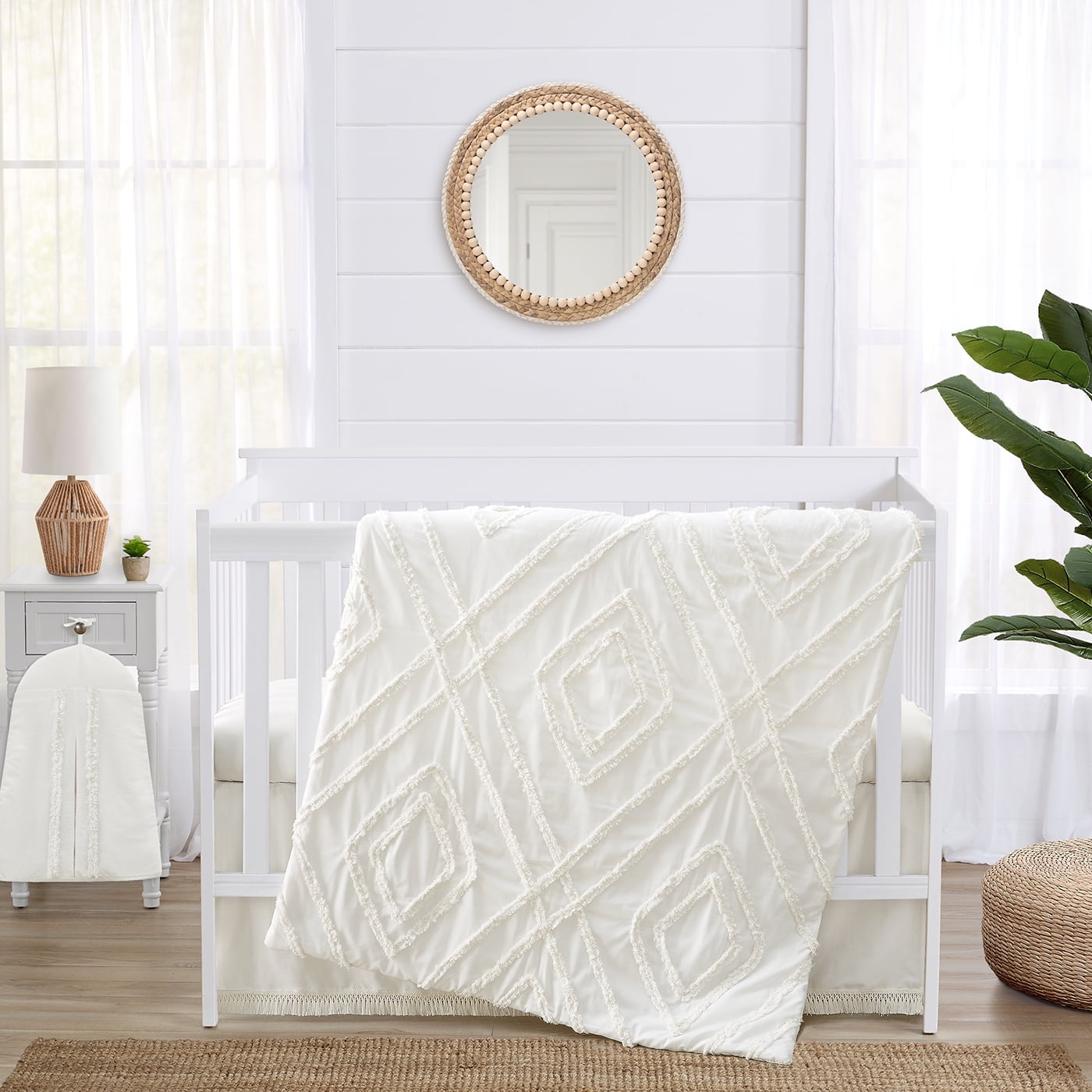 Sweet Jojo Designs Diamond Tuft Ivory Off White 4 Piece Crib Bedding ...