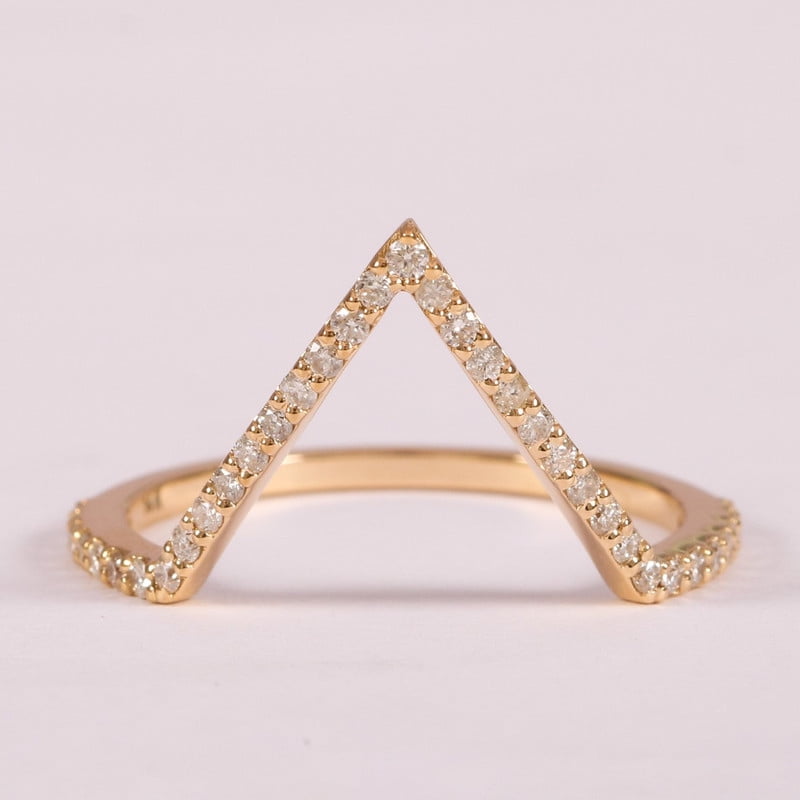 Diamond V Shape Chevron stone Band Ring, Minimalast Jewelsy, Matching ...