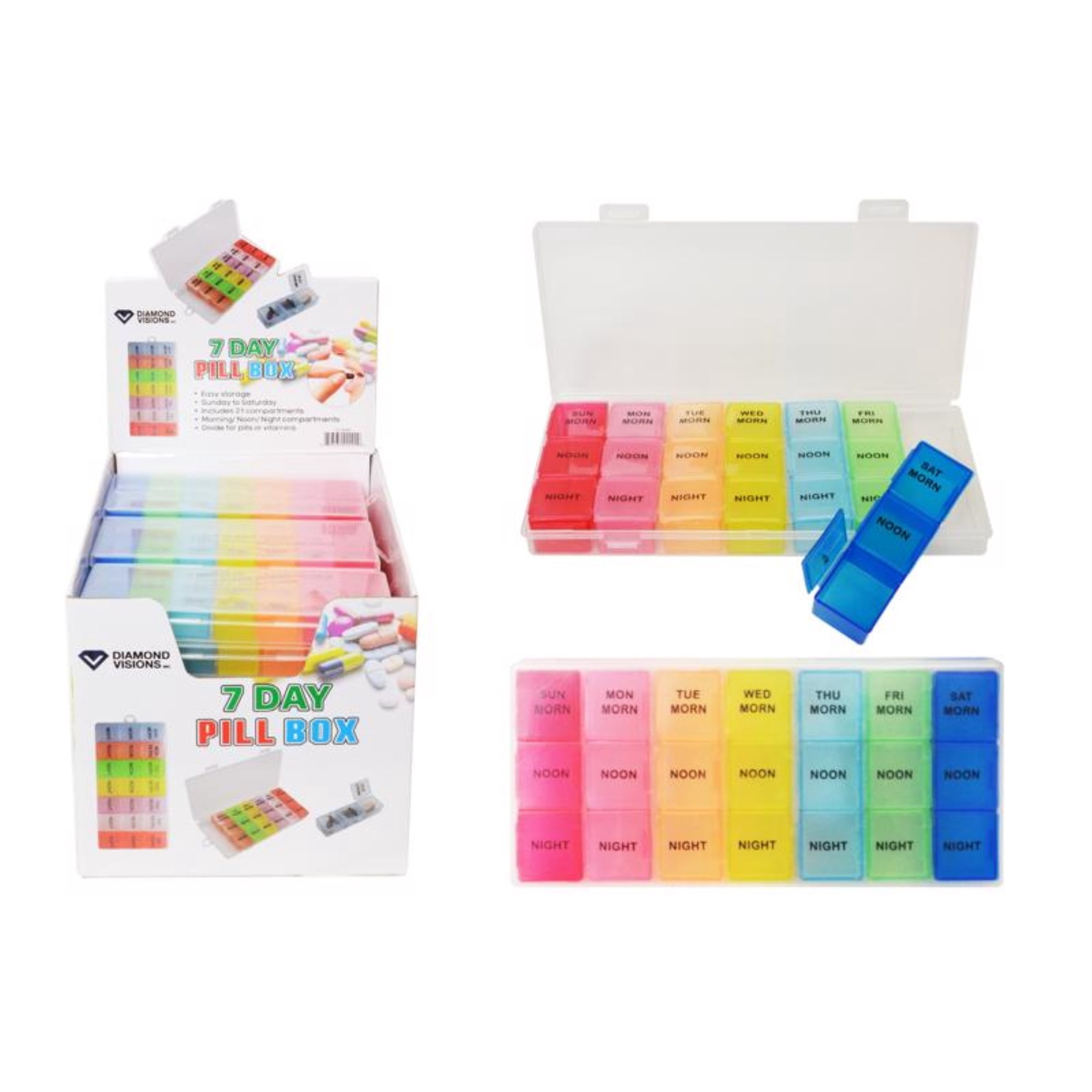 Diamond Visions Morning/Noon/Night 7 Day Pill Box Plastic 1 pk ...