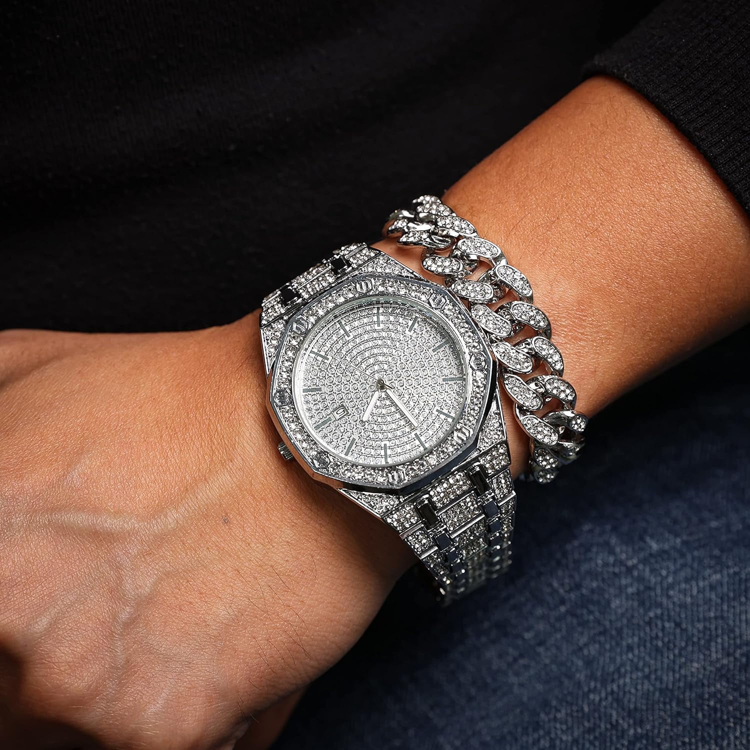 Diamond Watch for Men - The Elite - 18K Real Gold/Platinum White Gold ...