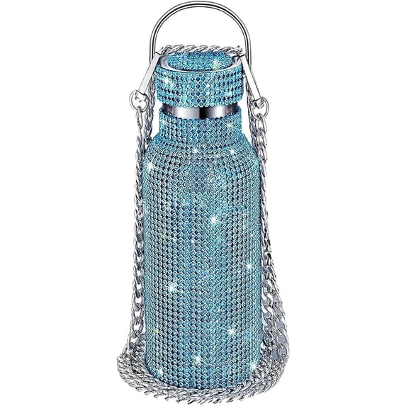 Diamond Water Bottle Glitter Thermal Tumbler Stainless Steel Rhinestone ...