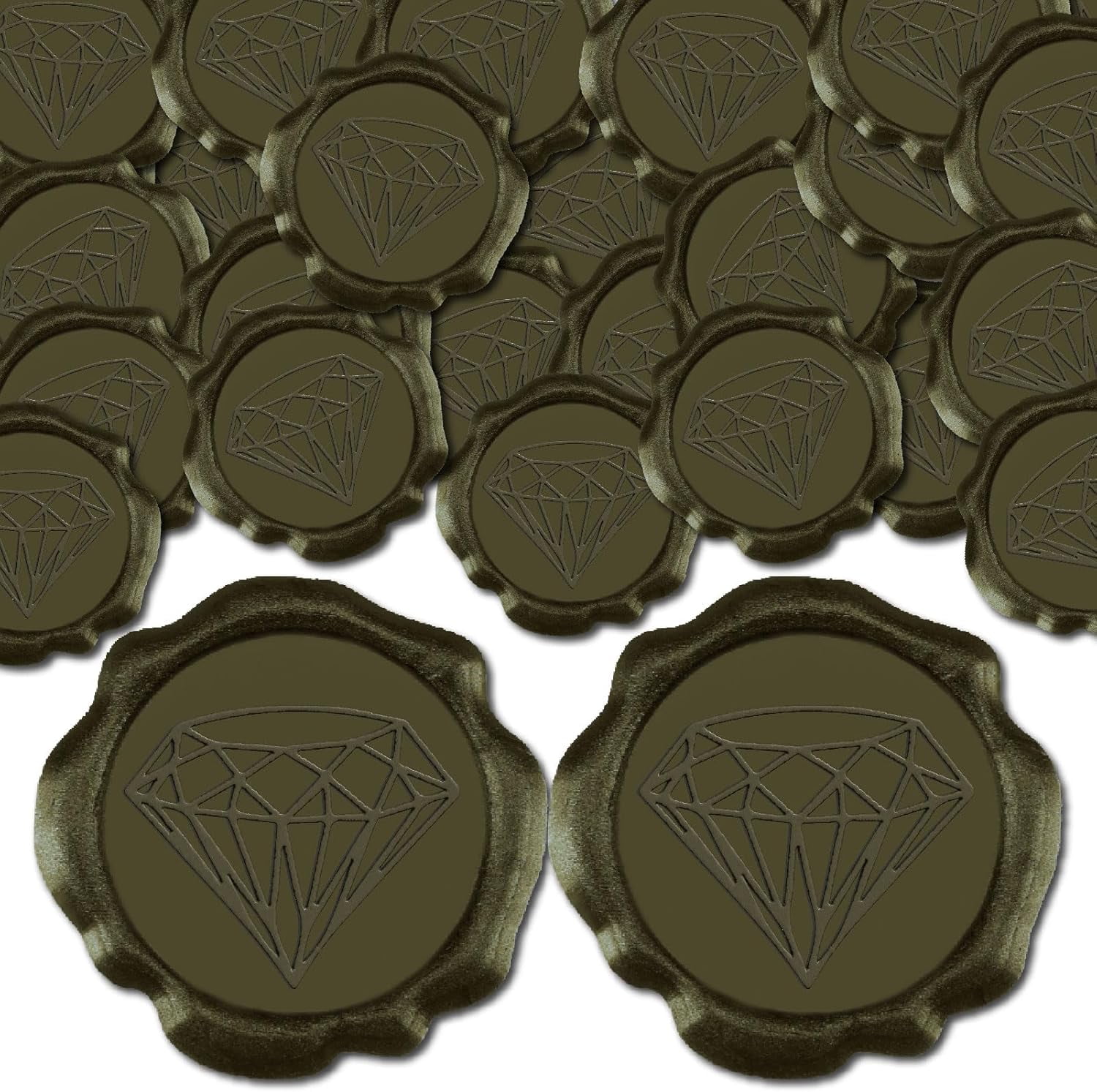 Diamond Wax Seal Stickers 100Pcs 30mm Green Self Adhesive Crystal ...