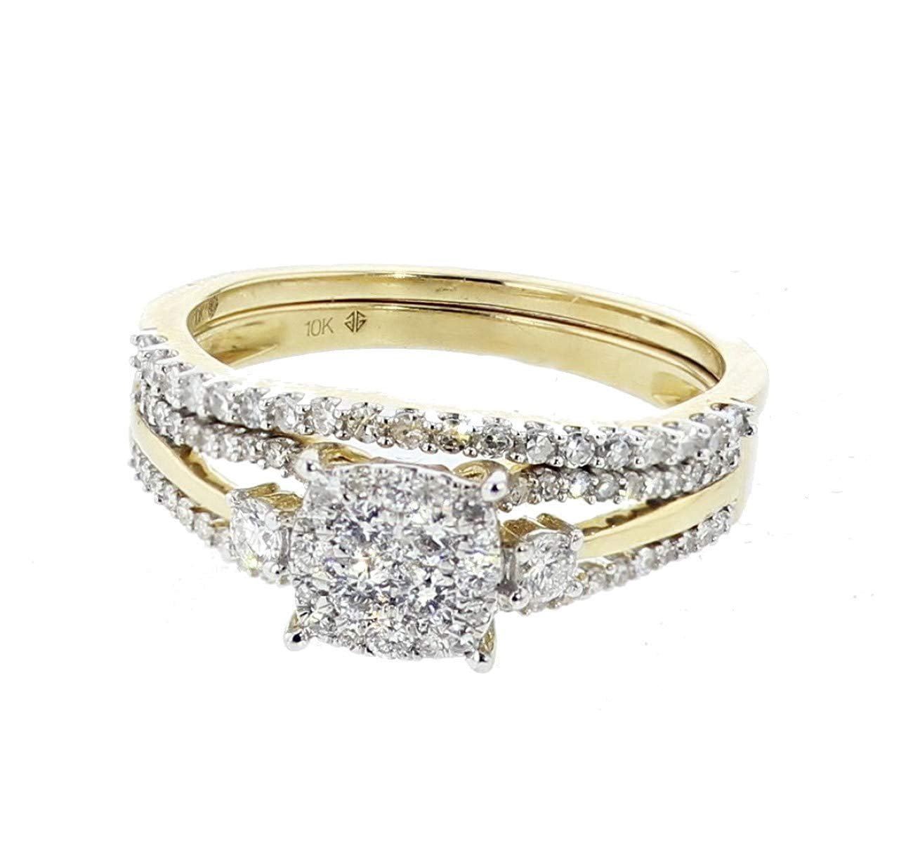 Diamond Wedding Ring Set 10K Gold 2/3ctw Round Diamond Engagement Ring ...