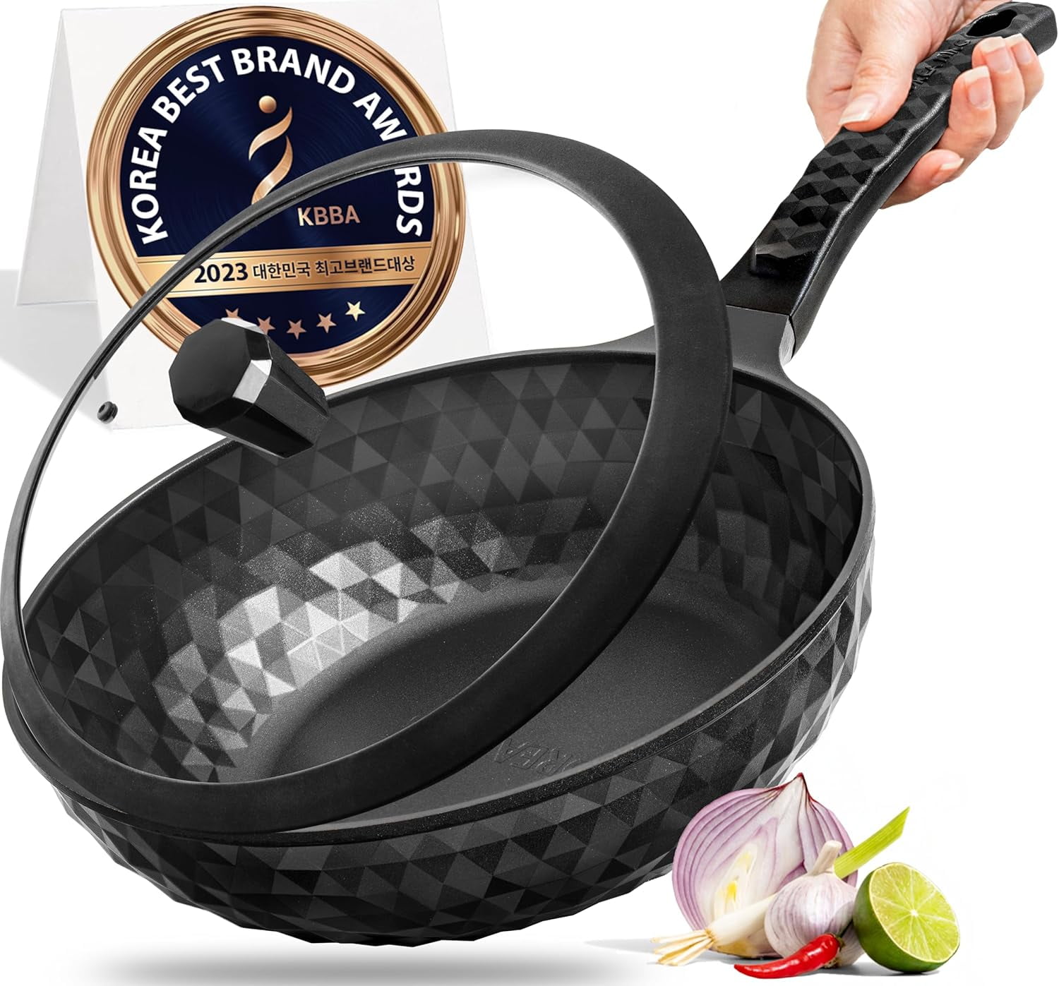 Diamond X Supreme Non-Stick 11" Premium Frying Wok Pan Hybrid with Lid ...
