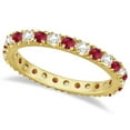 Diamond and Ruby Eternity Band Stackable Ring 14K Yellow Gold (0.51ct ...
