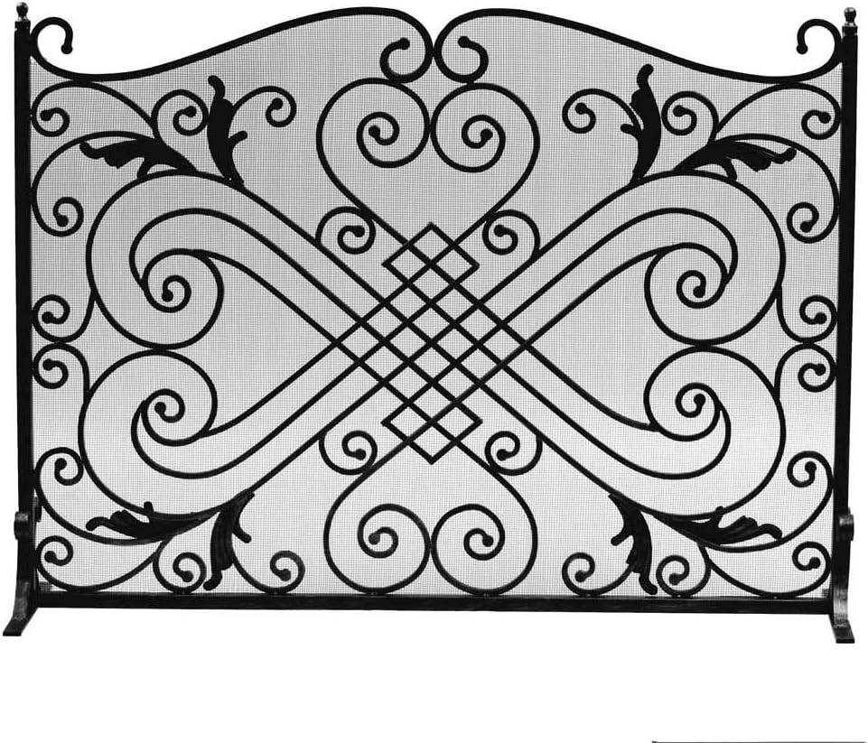 Diamond and Scroll Black Wrought Iron Single Panel Screen - Walmart.com