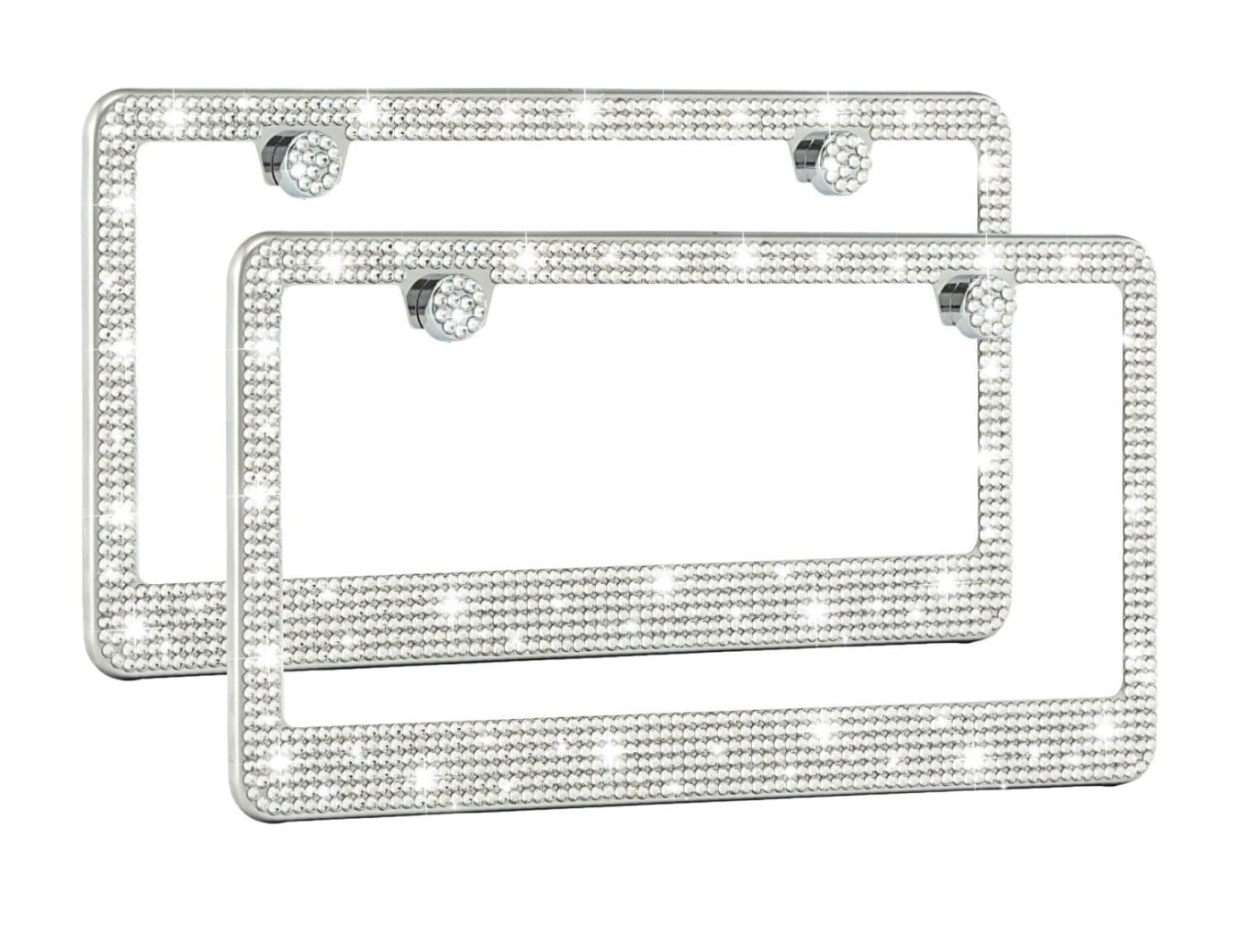 2PCS Diamond-encrusted stainless steel car plate frame, diamond-inlaid ...