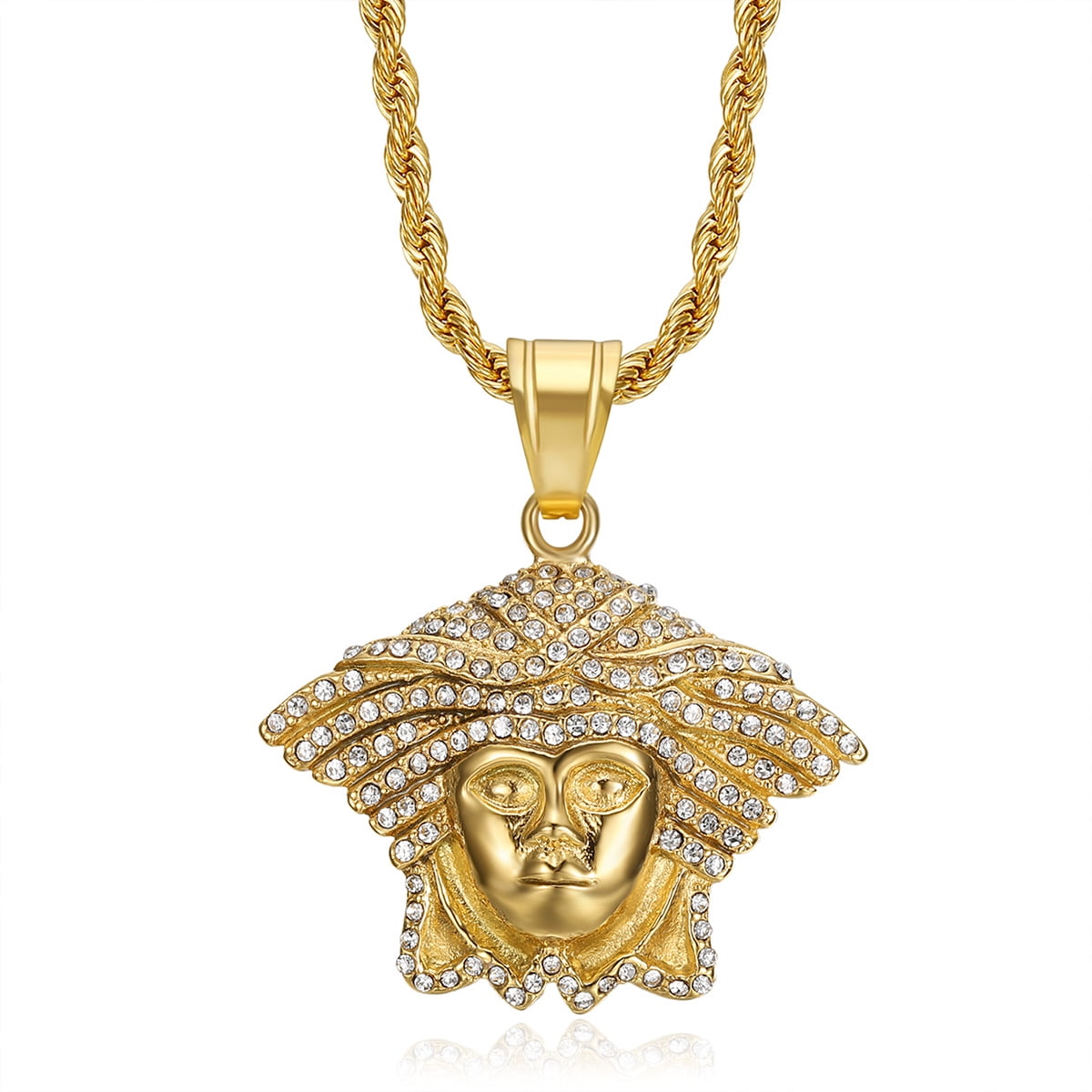 Diamond-inlaid ancient Greek mythology Hip Hop Lion Head Pendant ...
