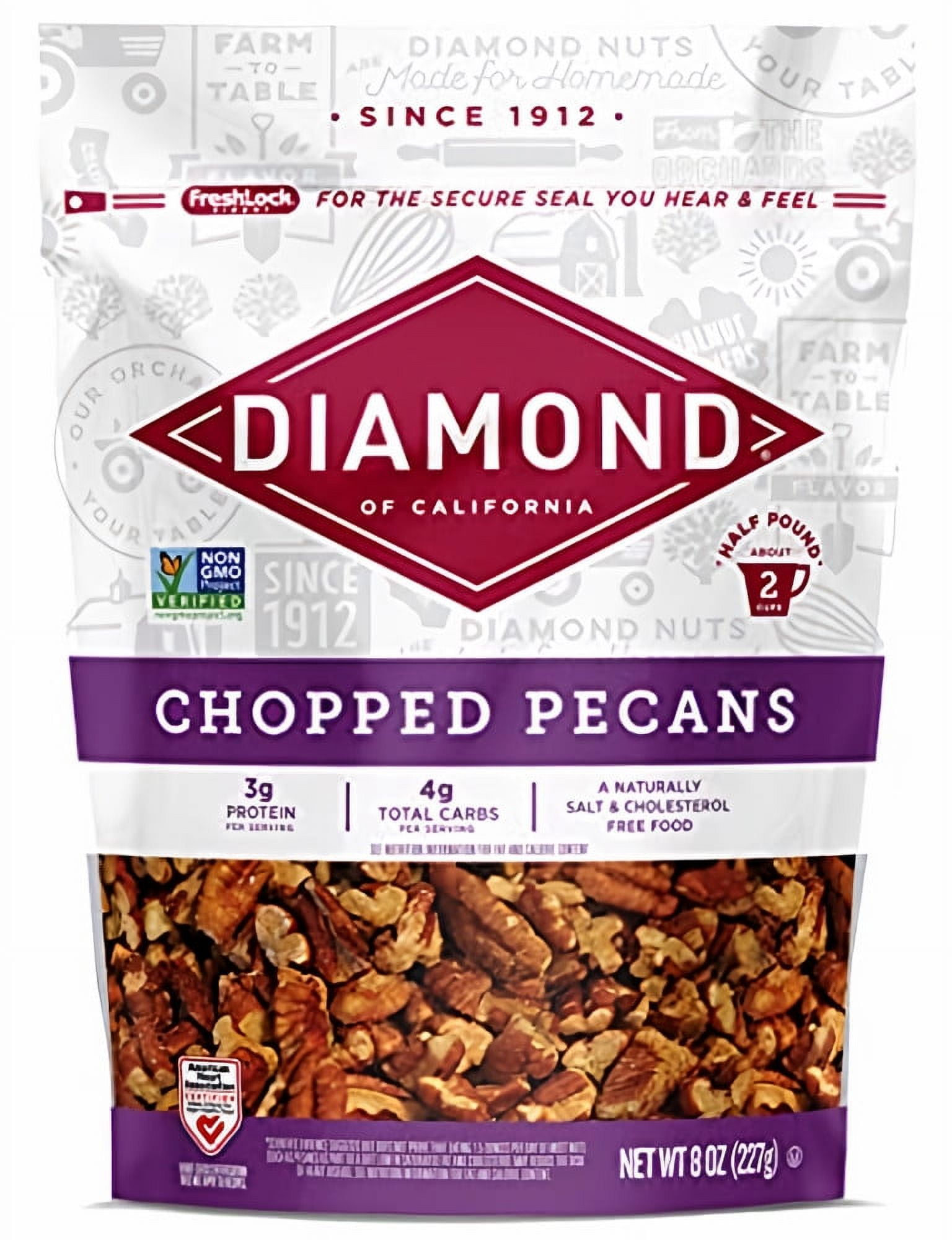 Diamond of California Diamond Pecan Chopped 8 oz (Pack of 5) - Walmart.com
