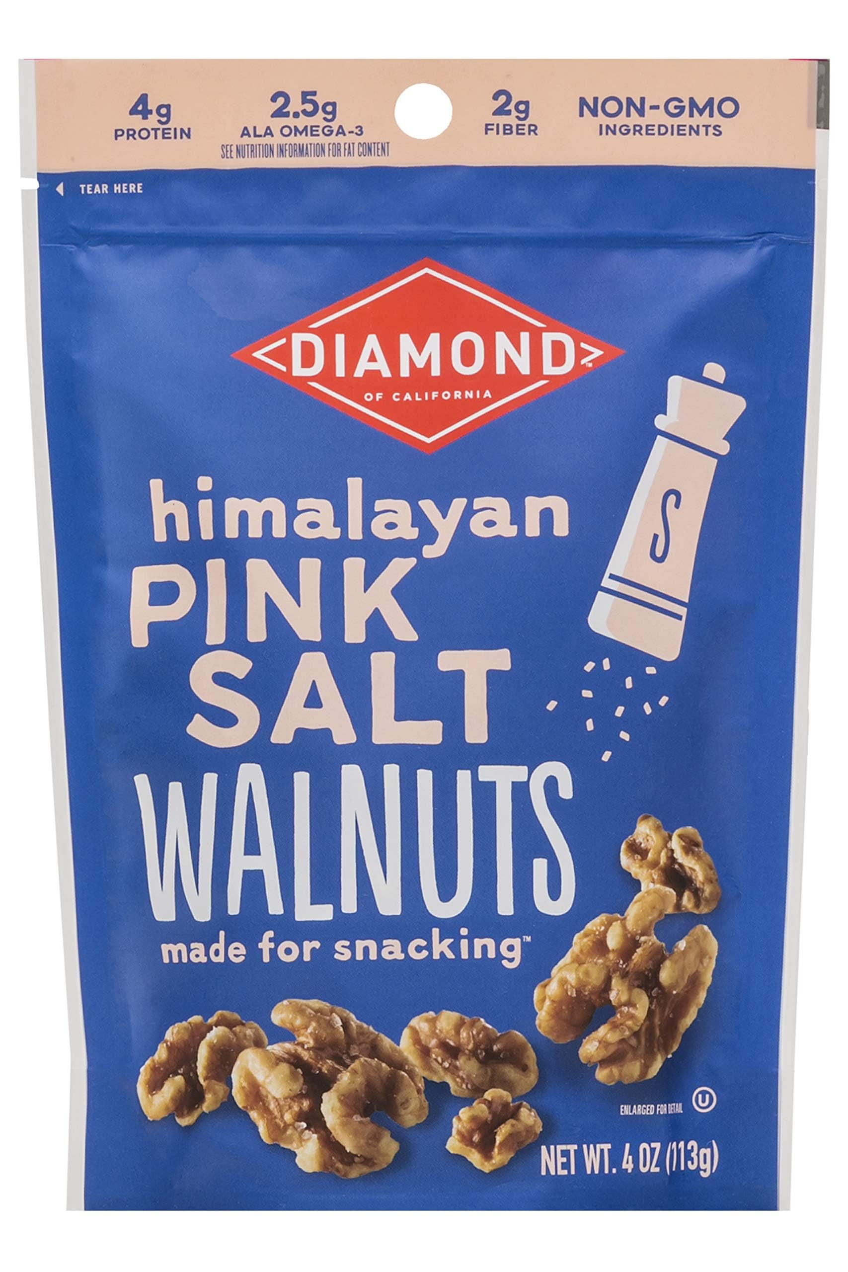 Diamond of California Himalayan OKA4 Pink Salt Walnut Snack Nuts, 4 oz ...