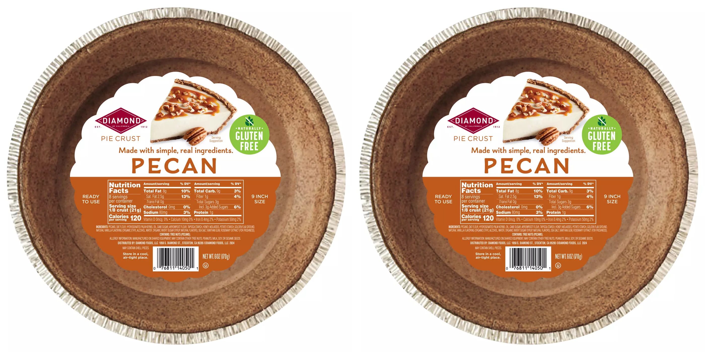 Diamond of California Pecan Pie Crust, 6 oz pack of 2 - Walmart.com