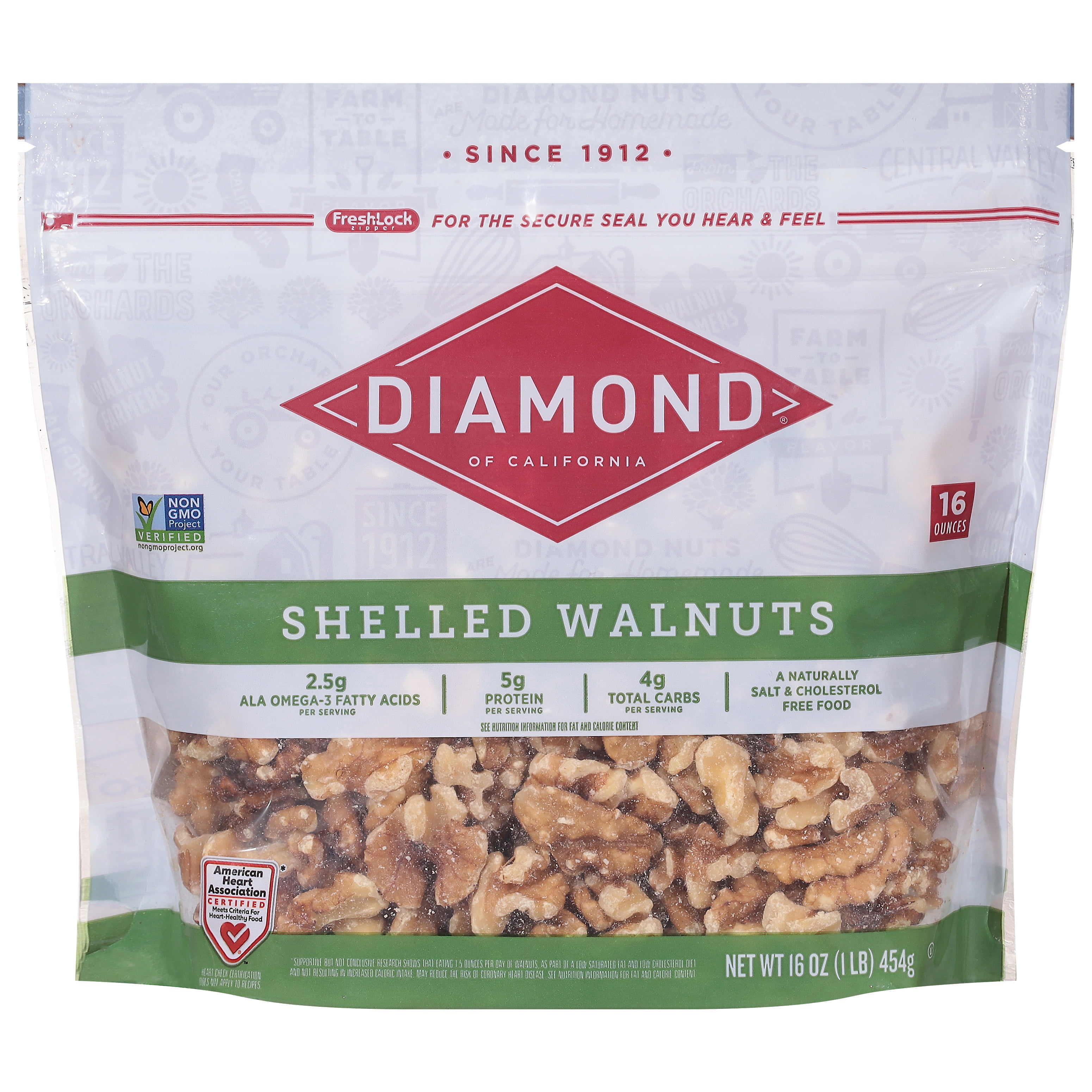 Diamond of California Shelled Whole Walnuts, 16 oz - Walmart.com