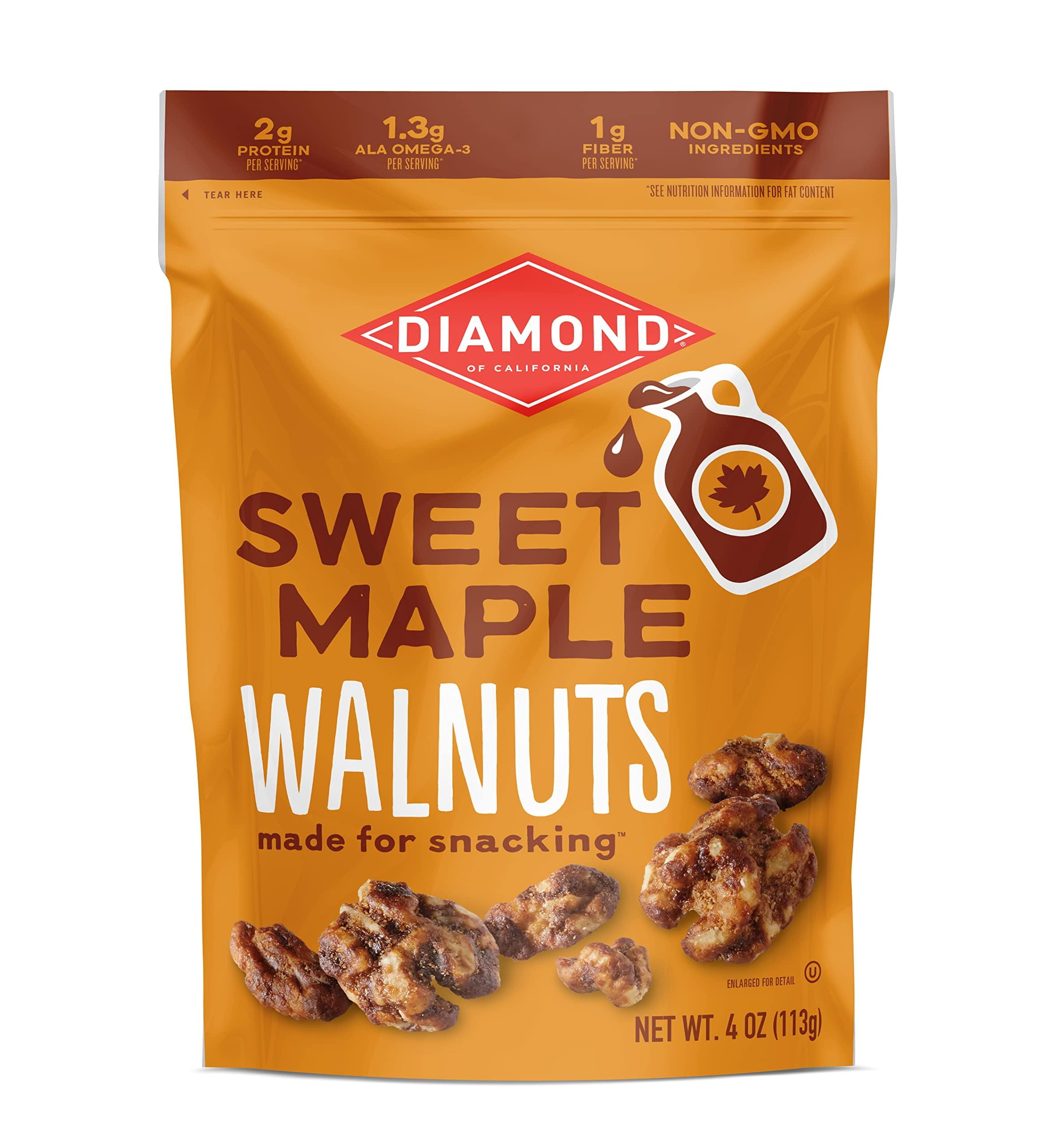 Diamond of California Sweet BDF32 Maple Walnut Snack Nuts, 4 oz. (4 ...