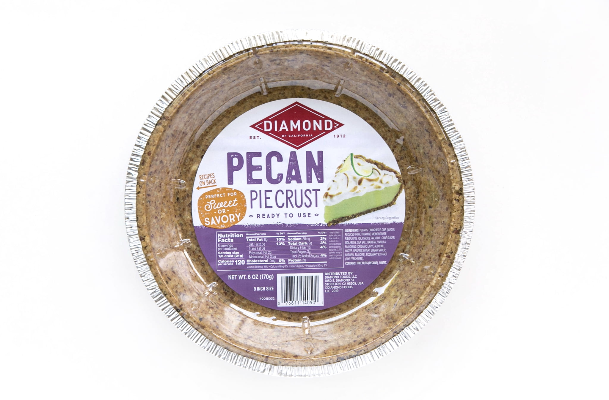 Diamond of California Whole Pecan Pie Crust, Ready to Use, 6 oz ...
