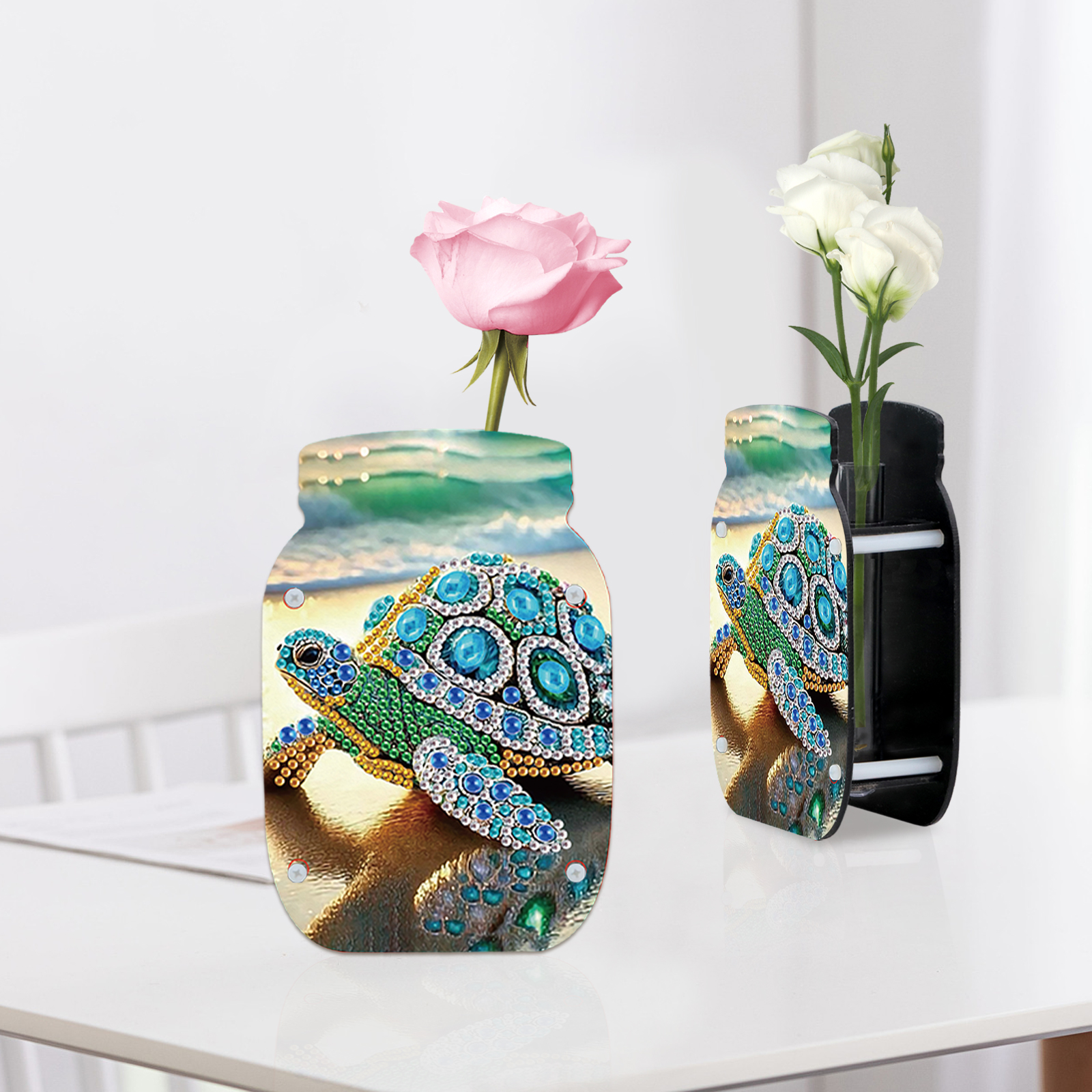 Diamond painting kit vase seaside turtle DIY flash diamond three ...
