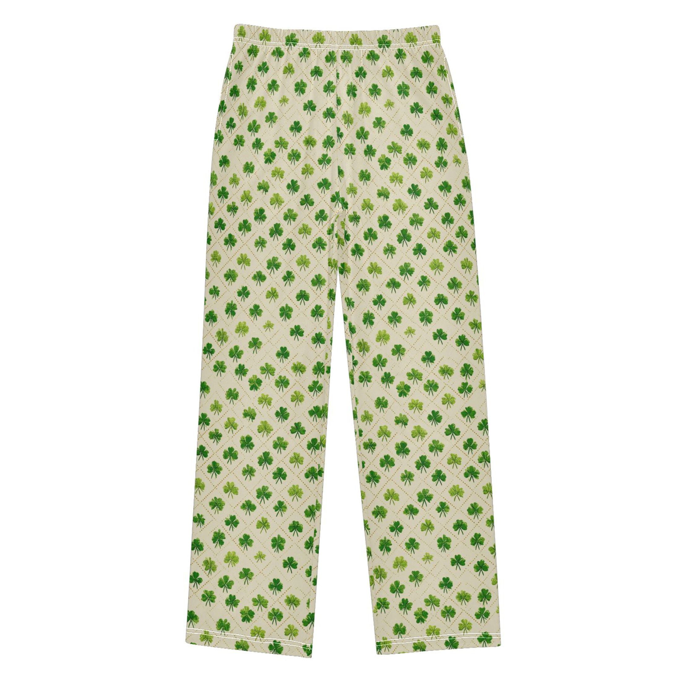 Diamond-shaaped Four-leaf Clover Pajama Pants Soft and Lightweight ...