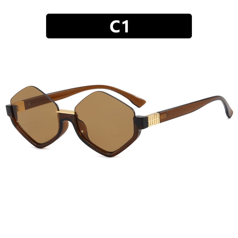 Diamond-shaped semi-rim polygonal sunglasses, European and American ...