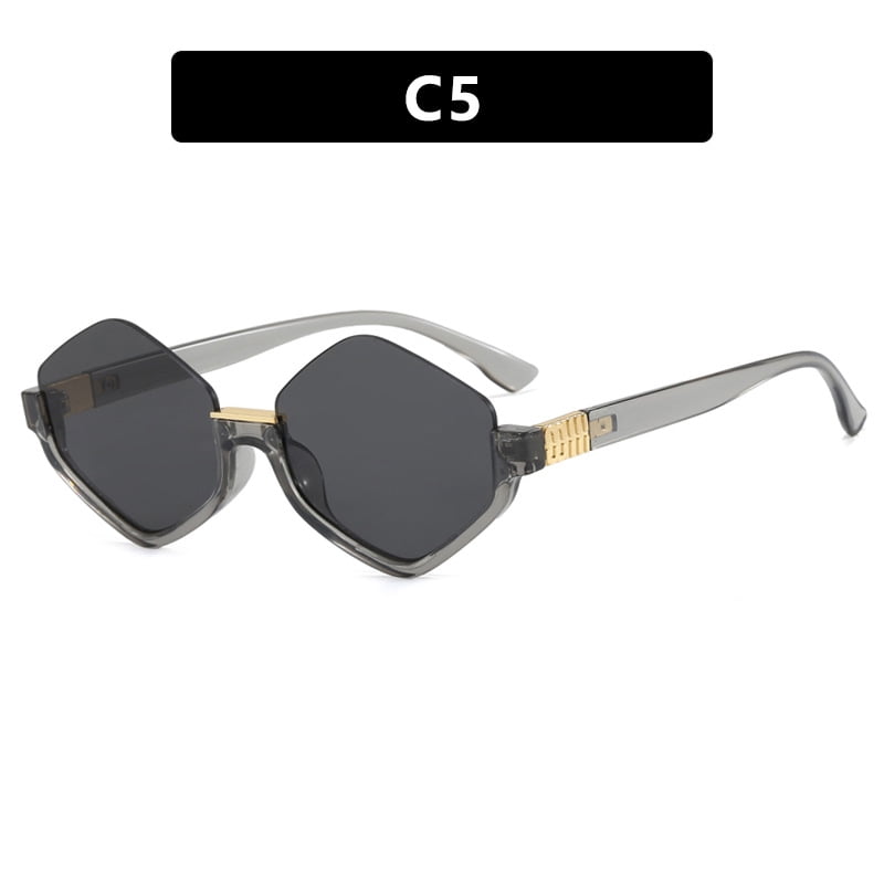 Diamond-shaped semi-rim polygonal sunglasses, European and American ...