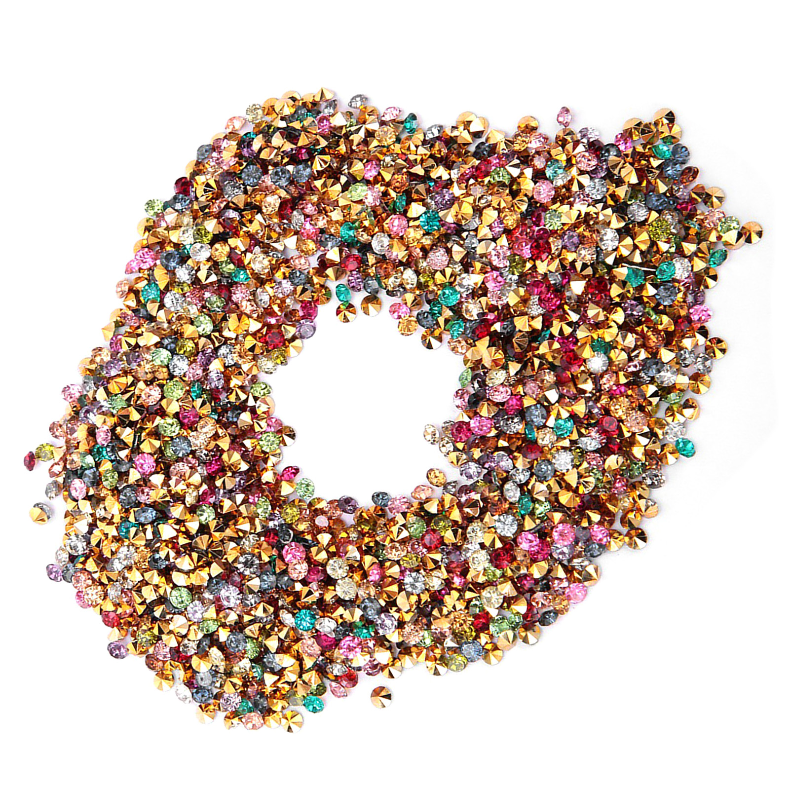 Diamond with Golden Plate Bottom Pointed Diamond(3mm Multiple Colors ...