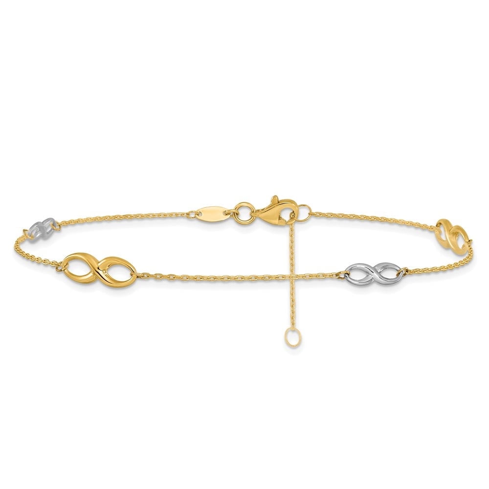 Diamond2Deal 10K Two-Tone Gold Polished with 1in ext. Cabel Chain ...