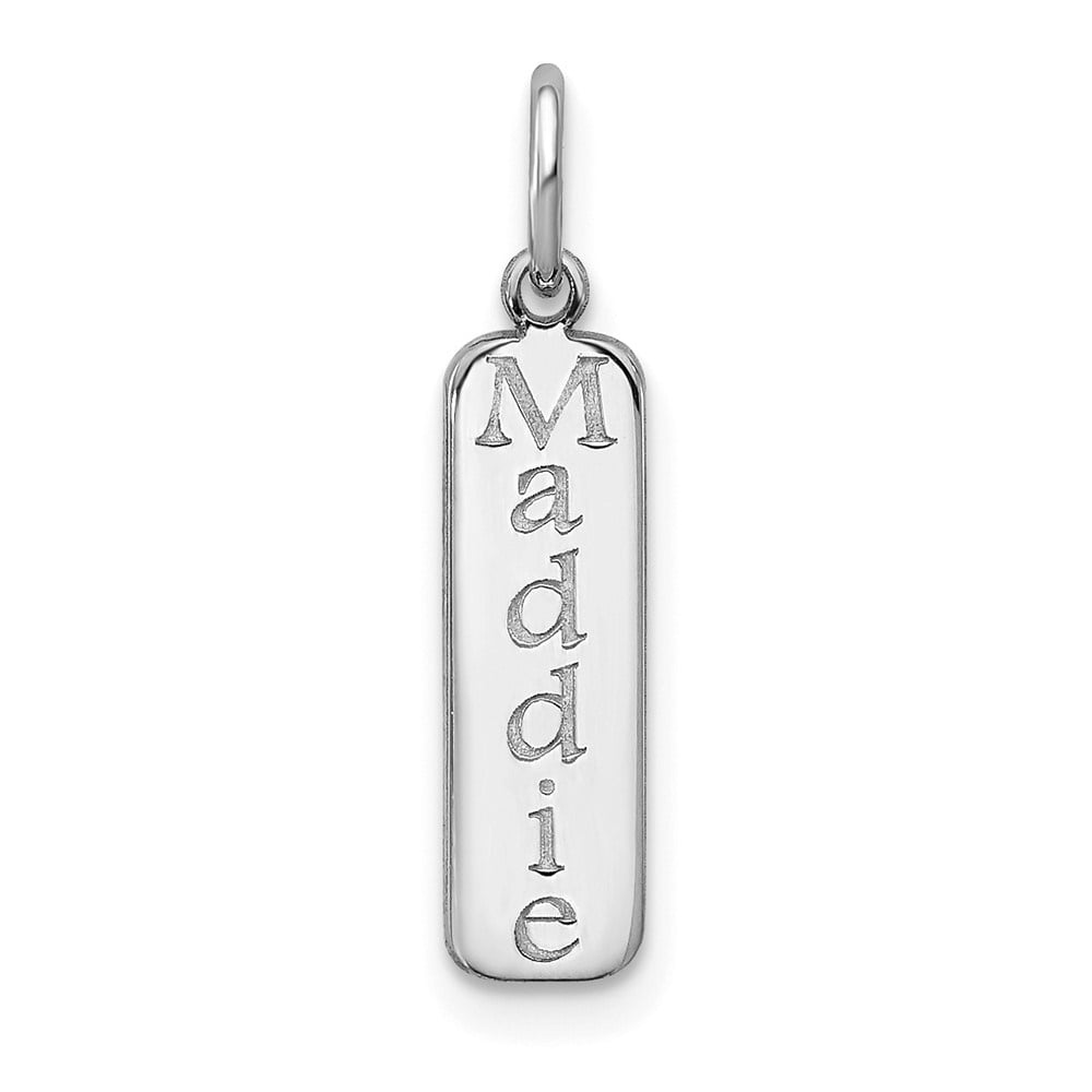 Diamond2Deal 10K White Gold Block Font Name Bar Charm - Walmart.com