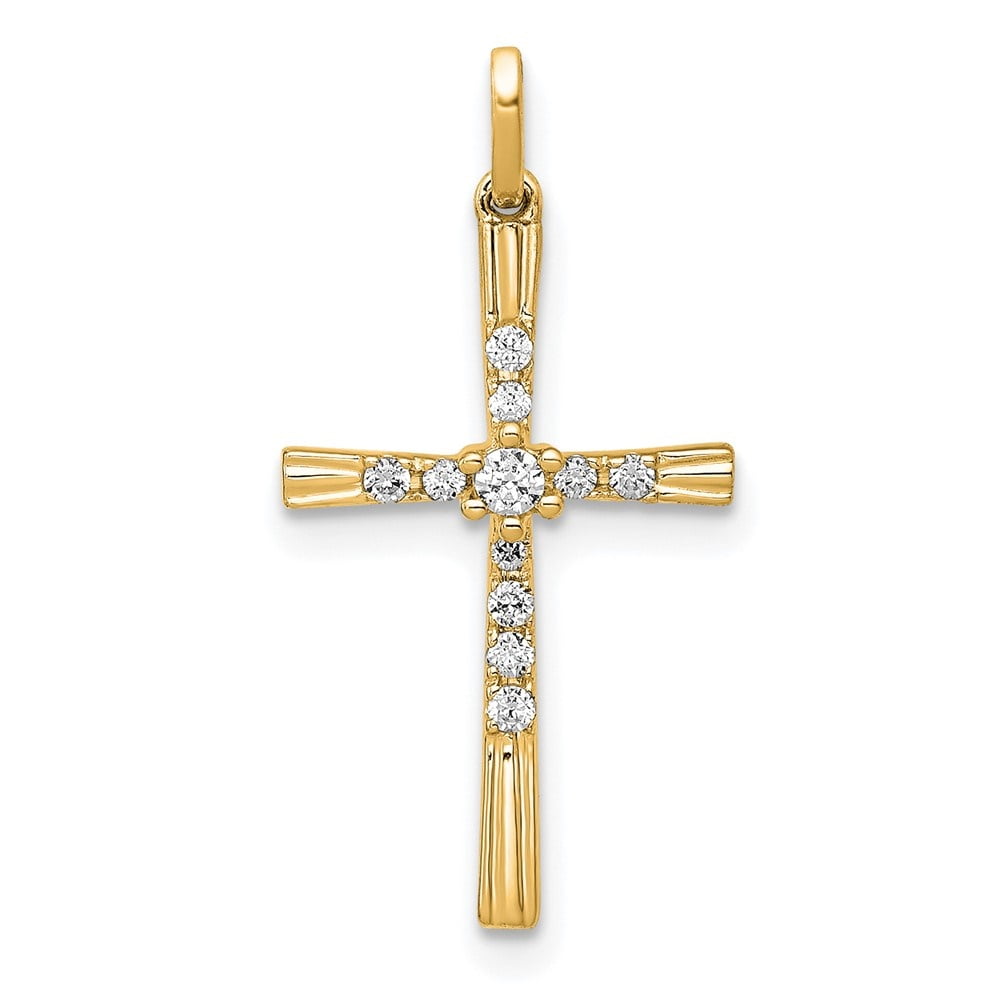 Diamond2Deal 10K Yellow Gold 1/10ct. Diamond Cross Pendant - Walmart.com