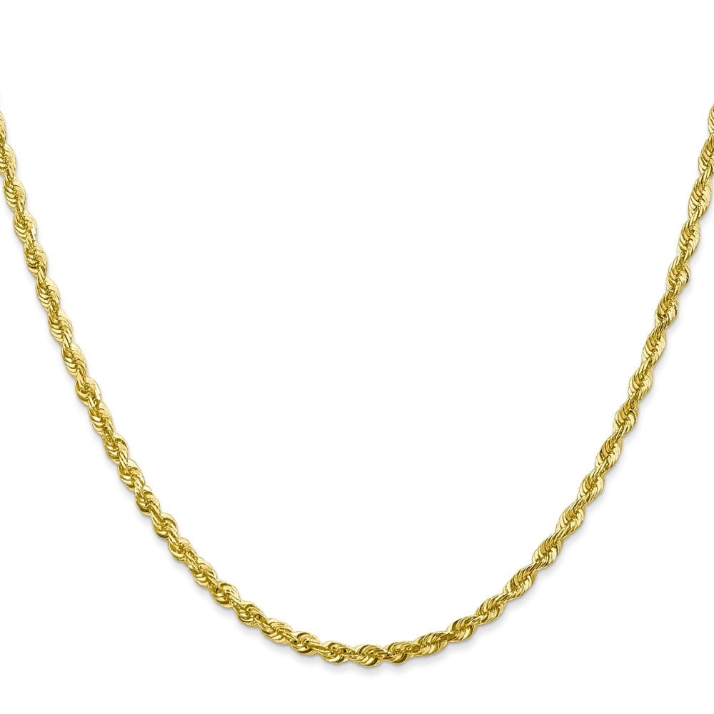 Diamond2Deal 10K Yellow Gold 2.75mm Extra-Light Diamond-Cut Rope Chain ...