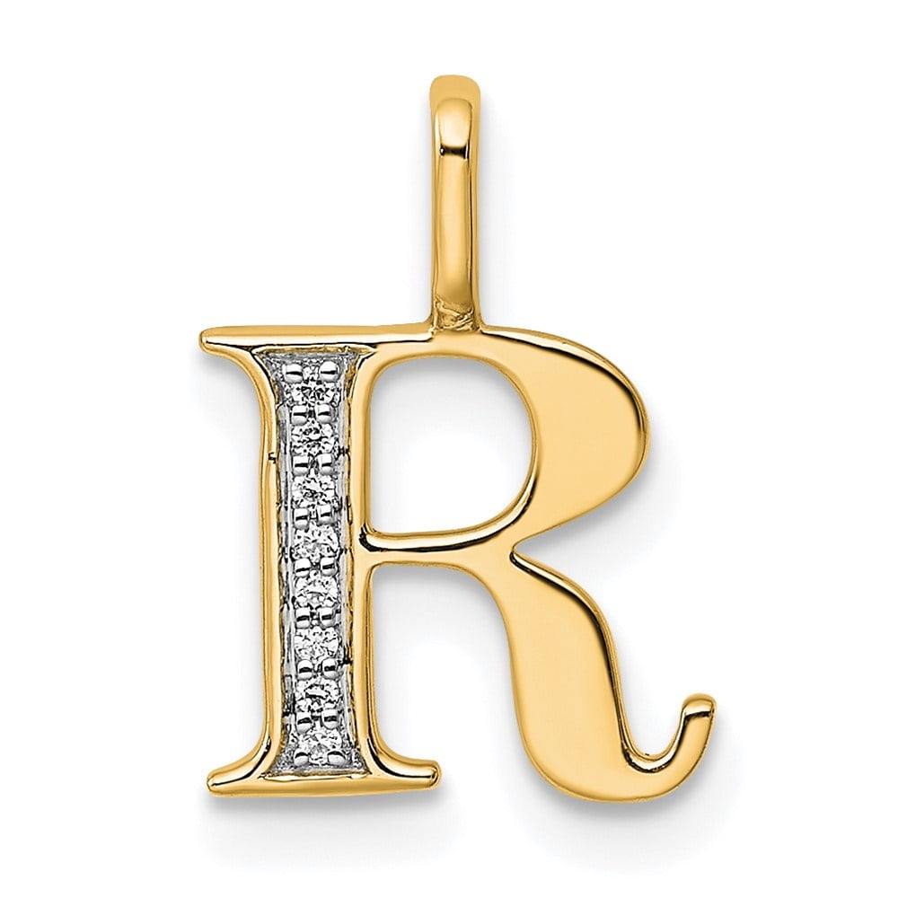 Diamond2Deal 10K Yellow Gold Diamond Letter R Initial Pendant - Walmart.com