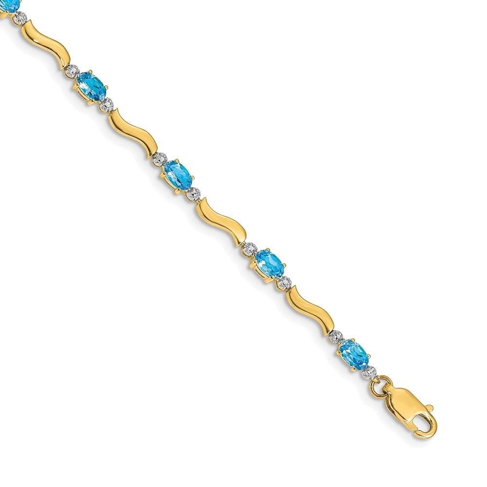 Diamond2Deal 10K Yellow Gold Fancy Diamond and Blue Topaz Bracelet ...