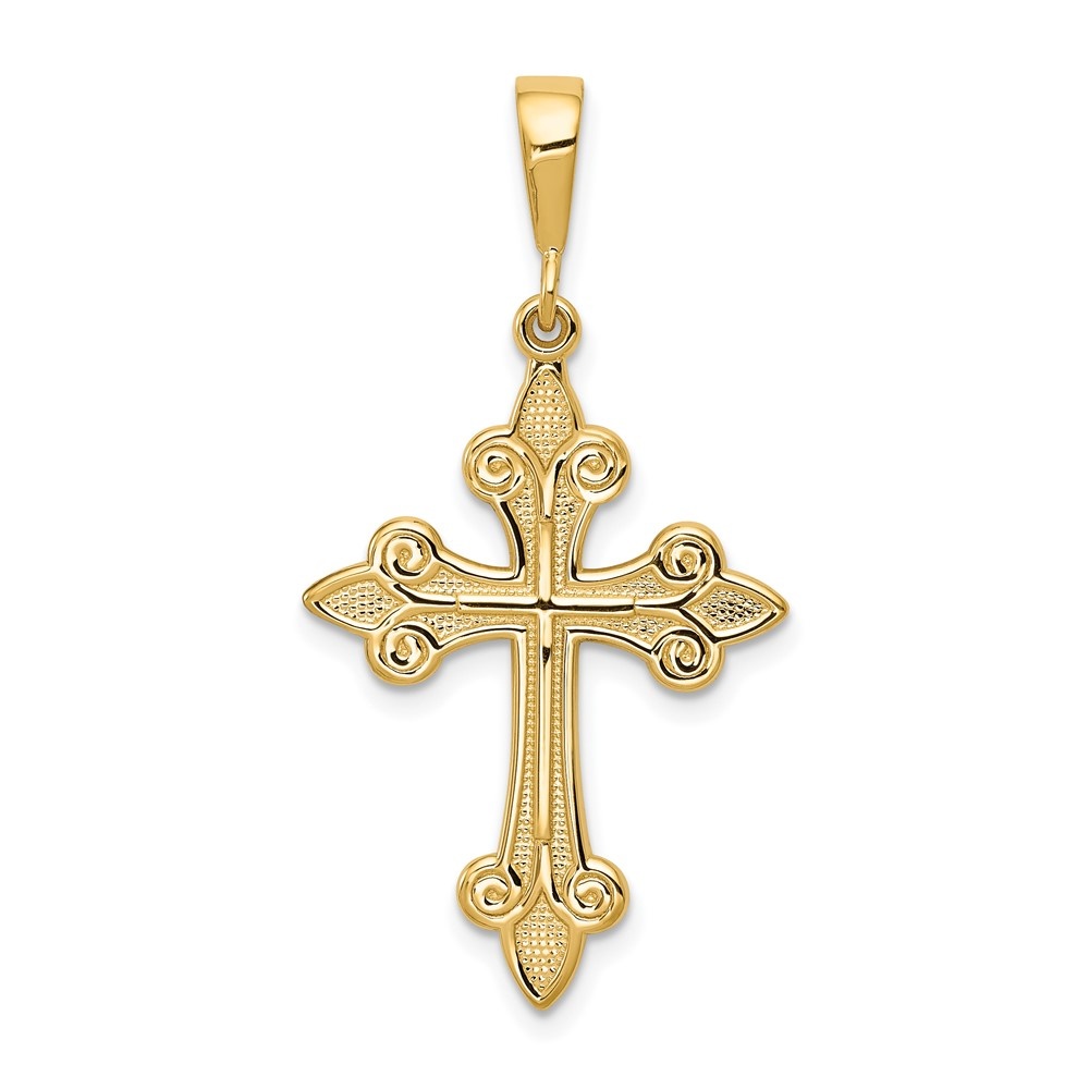 Diamond2Deal 10K Yellow Gold Fleur de Lis Cross Pendant for Women (L- 1 ...