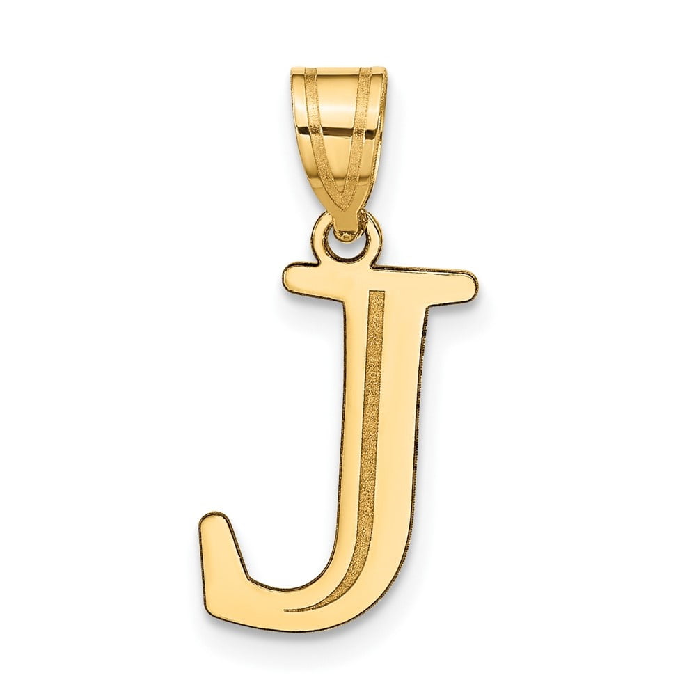 Diamond2Deal 10K Yellow Gold Polished Etched Letter J Initial Pendant ...